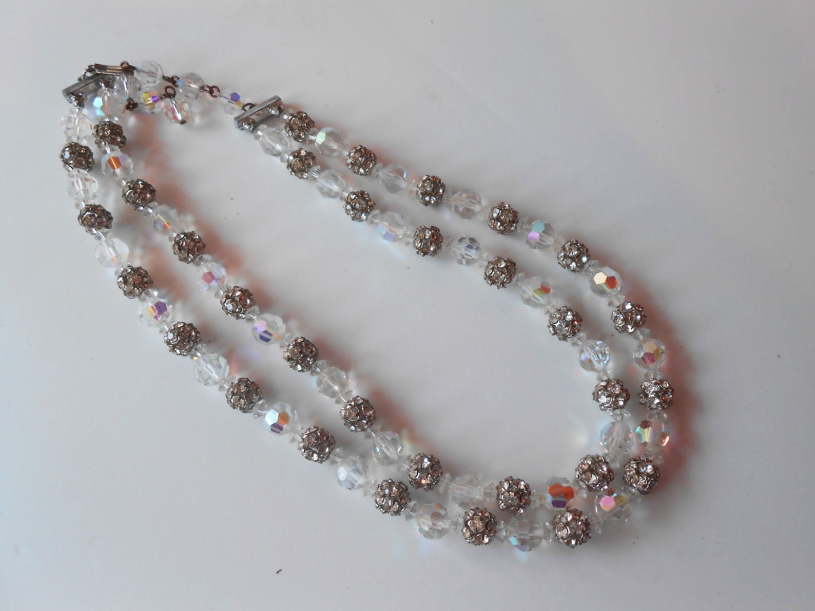 Sparkly Bead and Rhinestone Necklace Faceted Beads Double - Etsy