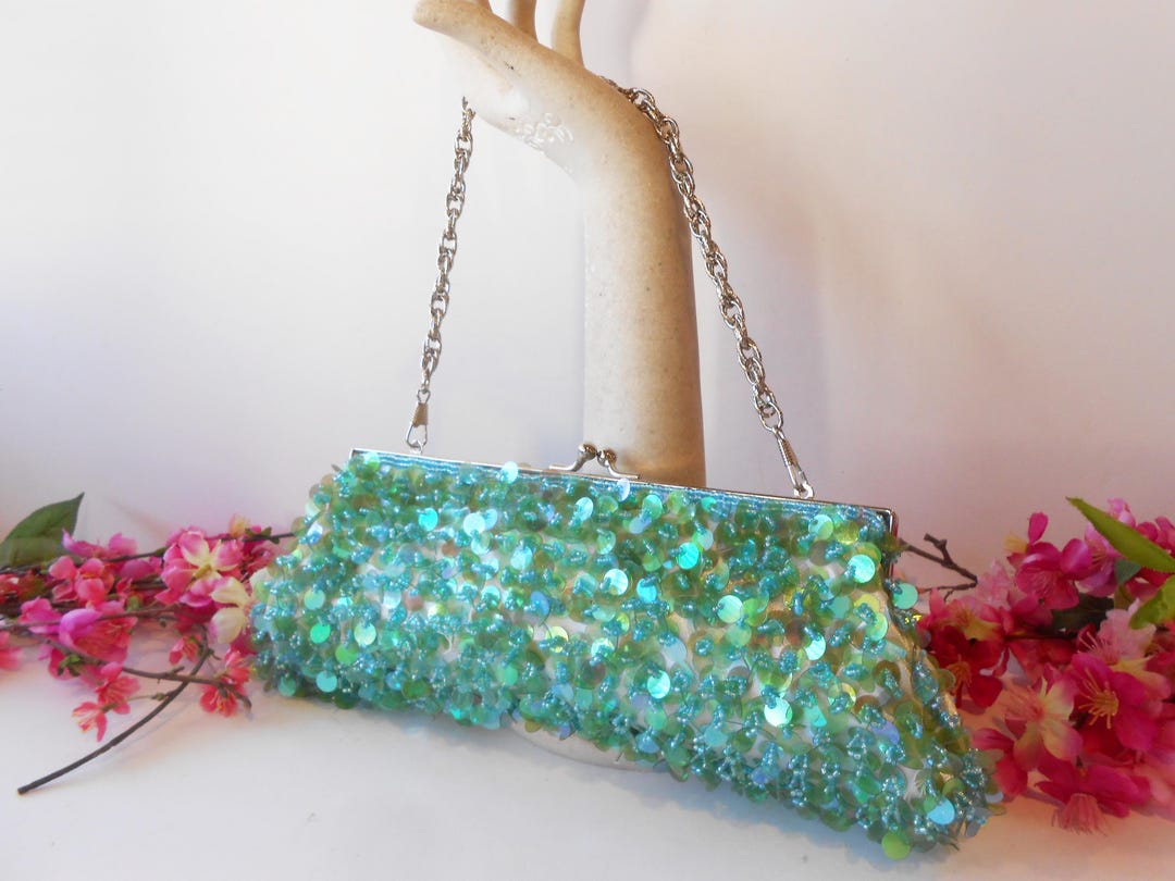 Green Beaded Clutch Bag, Sparkly Green Evening Bag, Prom Purse, After ...