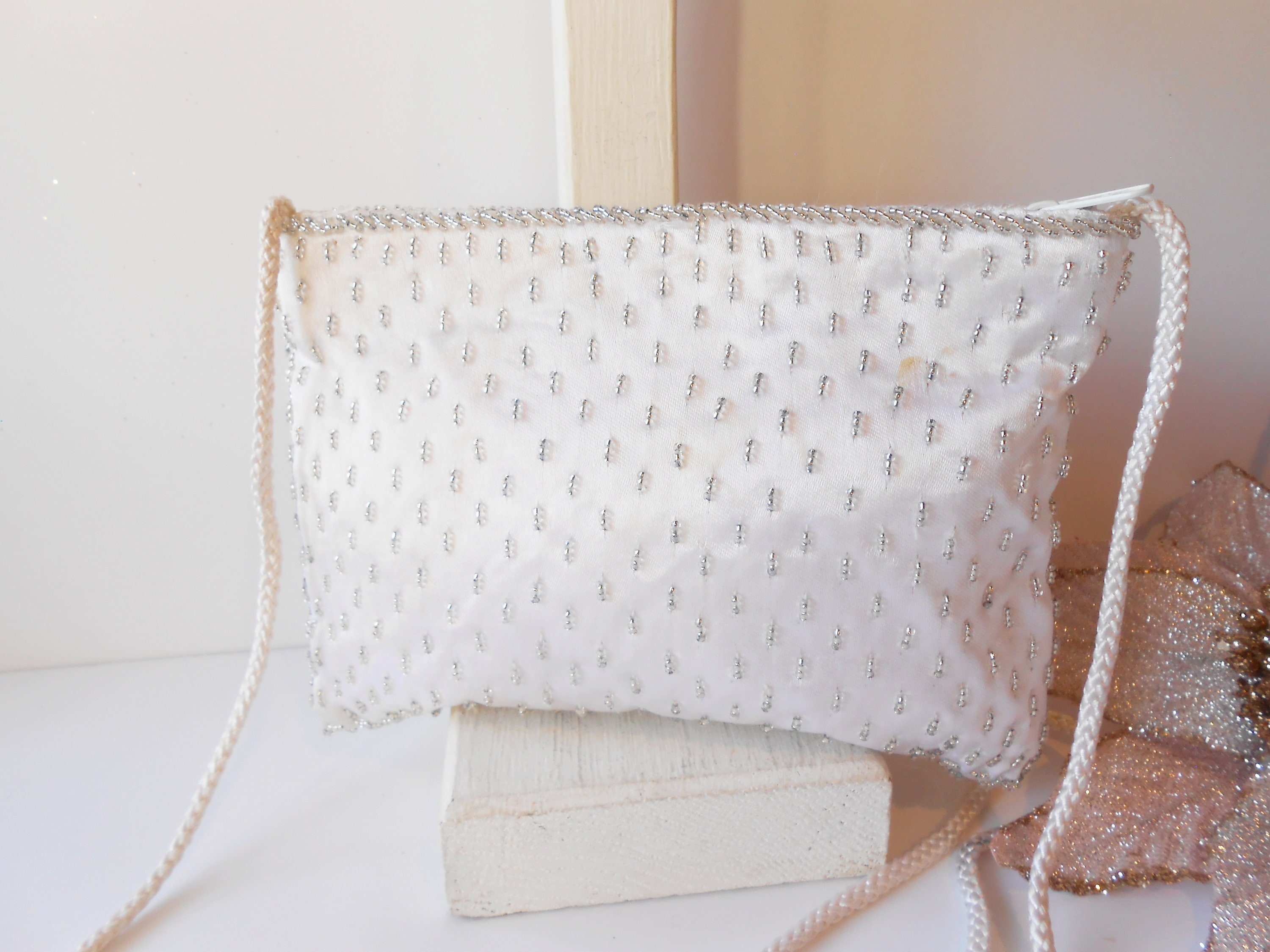 Vintage Beaded Evening Bag, Silver Clutch, Mother of Bride Purse - Etsy