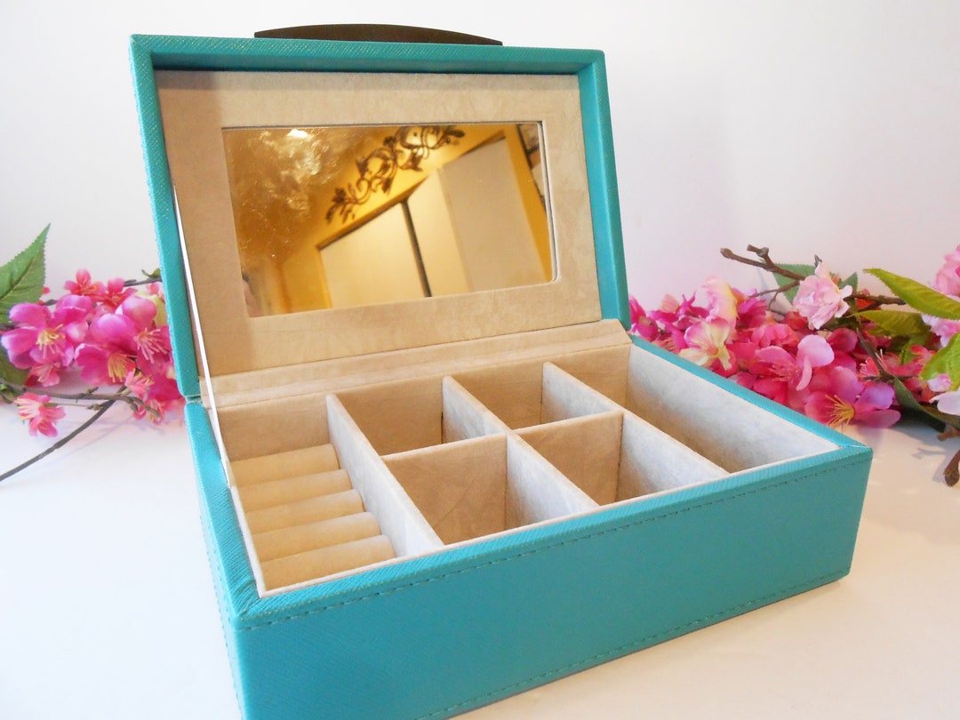 Blue Ladies Jewelry Case, Blue Jewelry Holder, Travel Case, Jewelry ...
