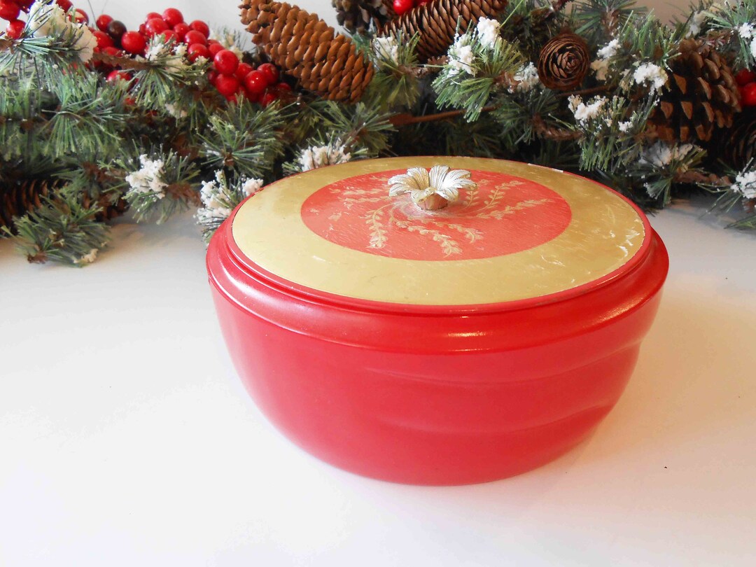 Ladies Powder Jar, Avon Red Glass Powder Dish, Vanity Accessory, Red ...