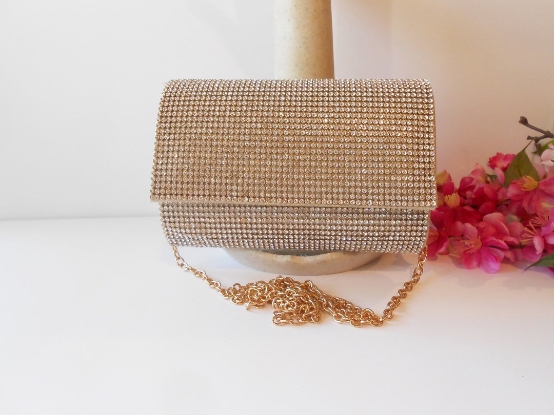 Rhinestone Evening Bag, Rhinestone Wedding Purse, Vintage Clutch Bag ...