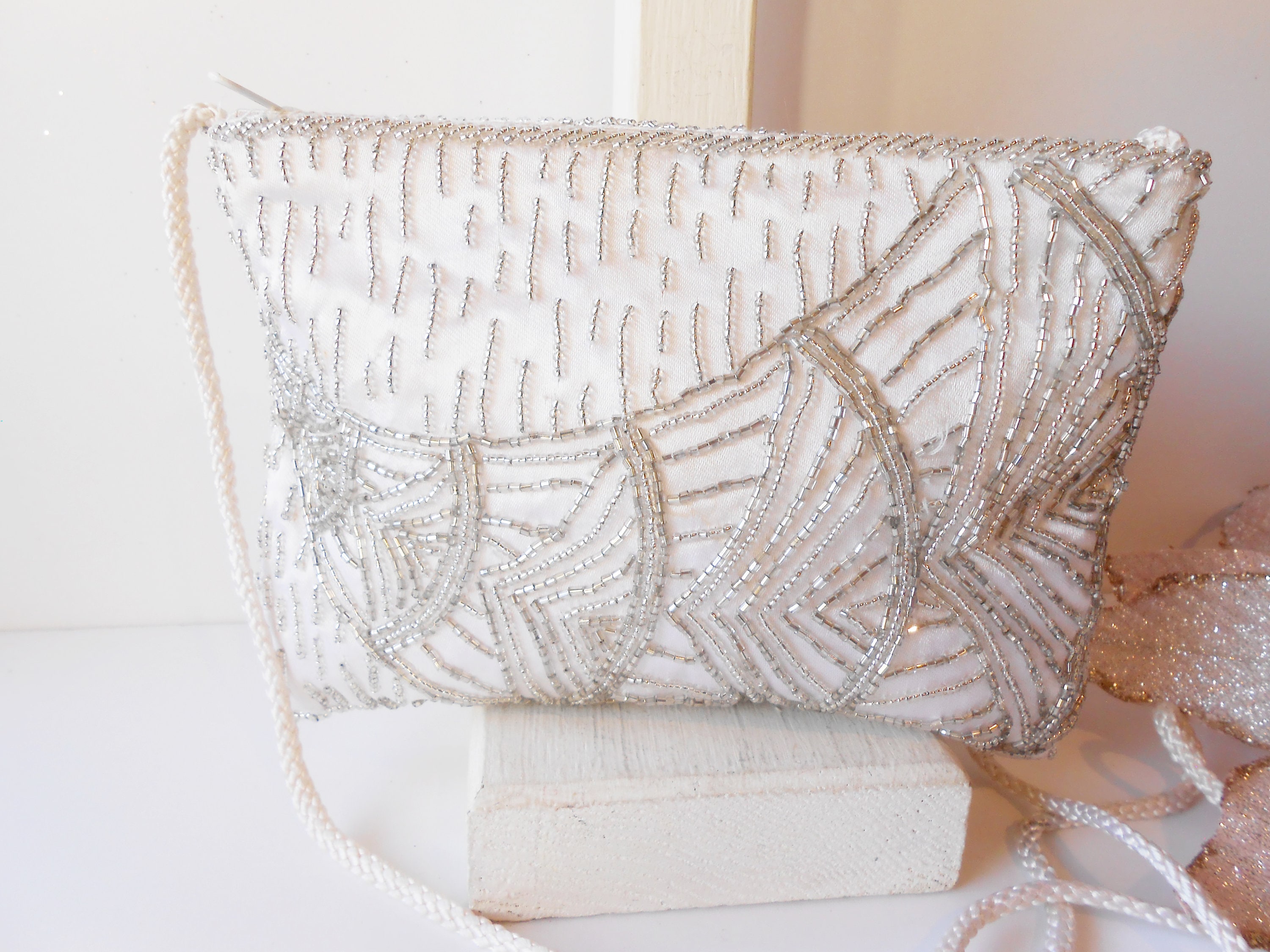 Vintage Beaded Evening Bag, Silver Clutch, Mother of Bride Purse - Etsy