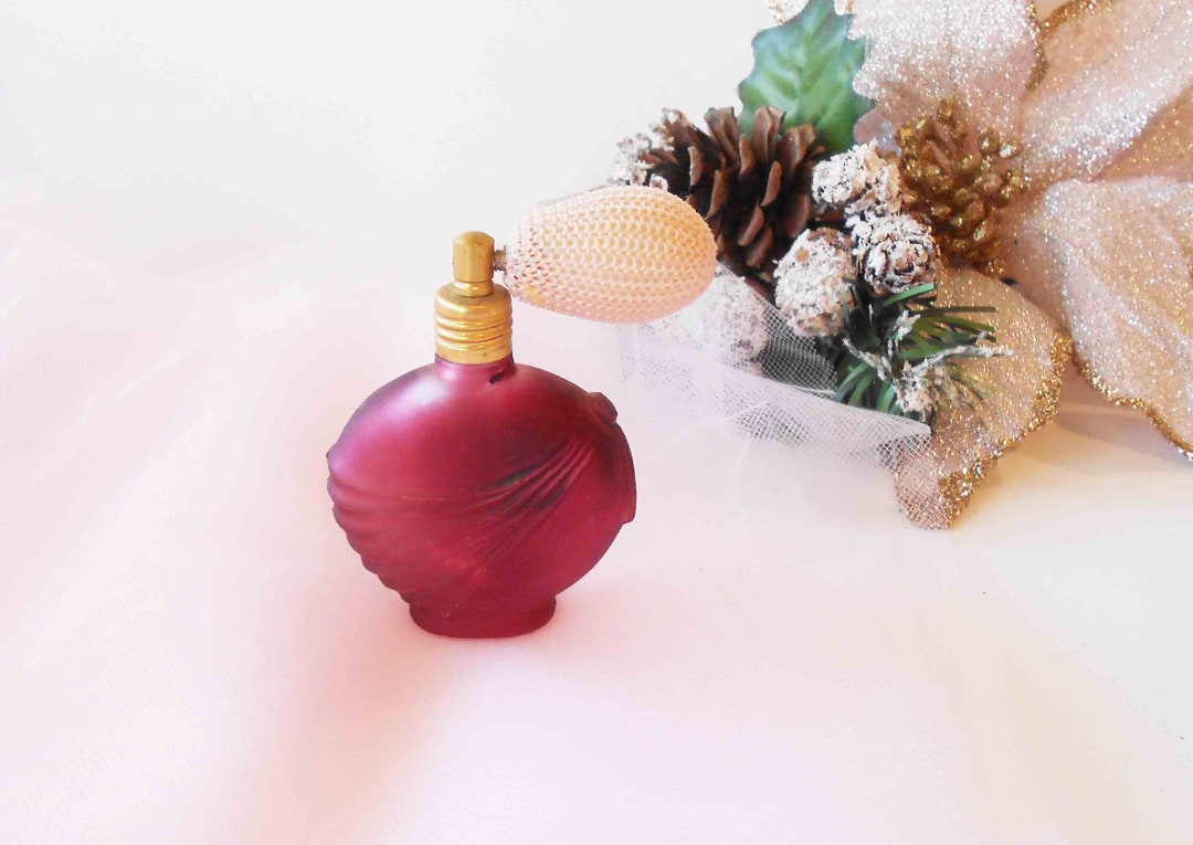 Red Glass Perfume Bottle With Atomizer, Vintage Scent Bottle, Small ...
