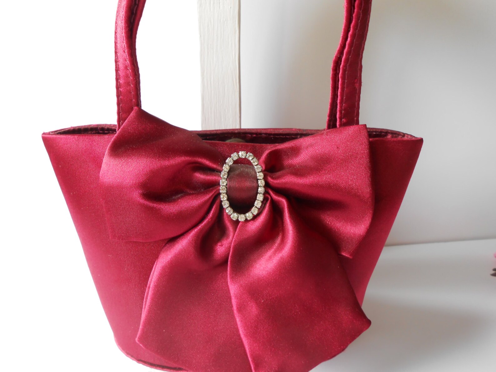 Vintage Red Evening Bag With Rhinestone Trim Crimson Red | Etsy