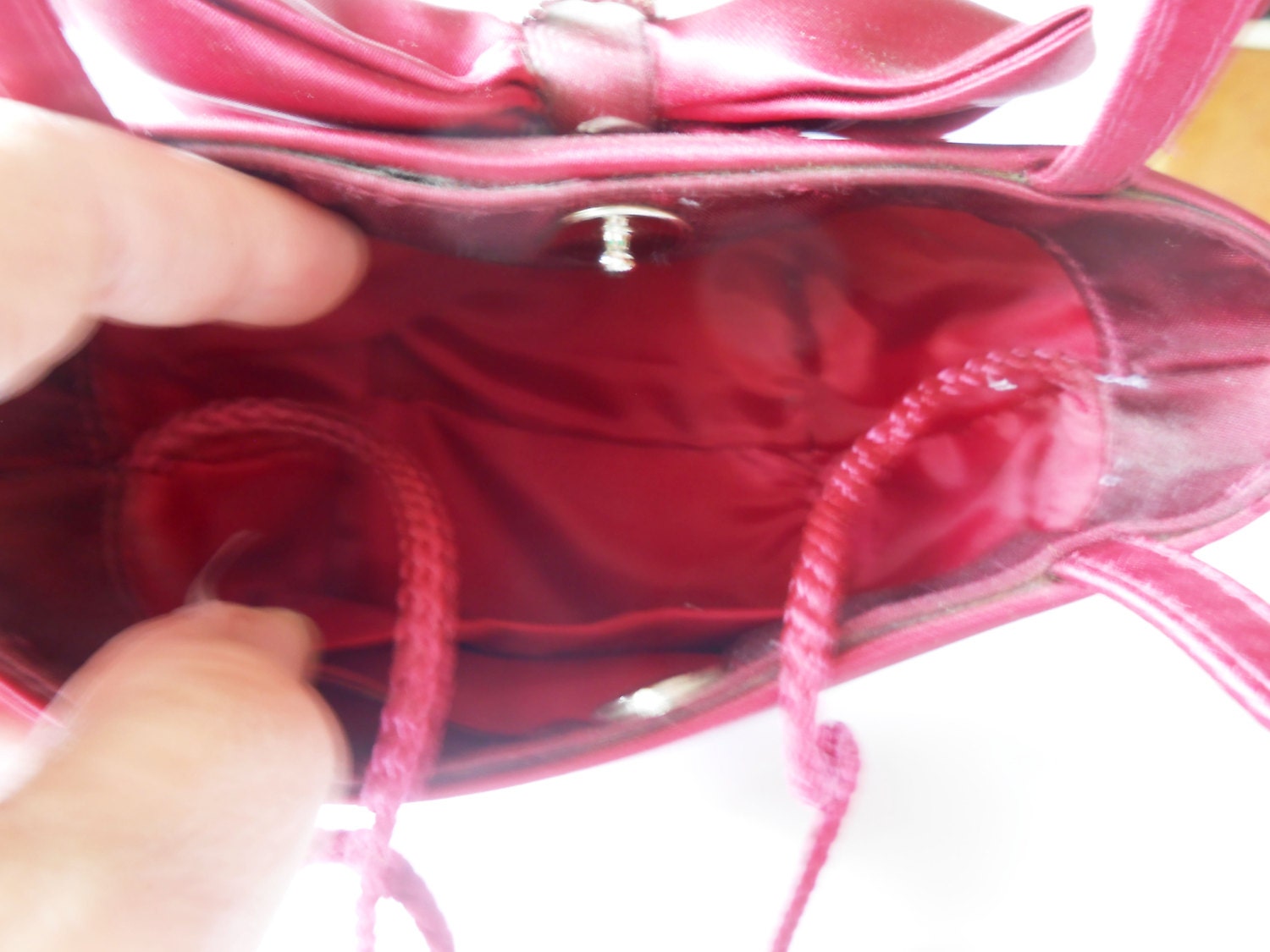 Vintage Red Evening Bag With Rhinestone Trim, Crimson Red Purse ...