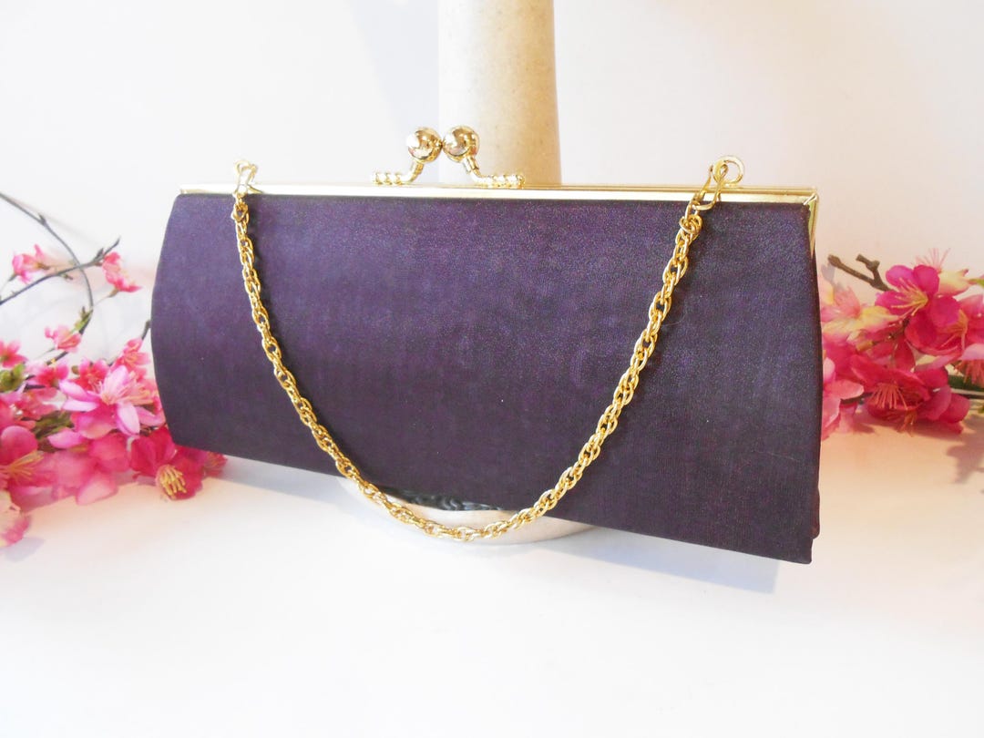 Plum Satin Clutch Handbag, Plum Evening Bag, Autumn Handbag, Clutch Bag ...