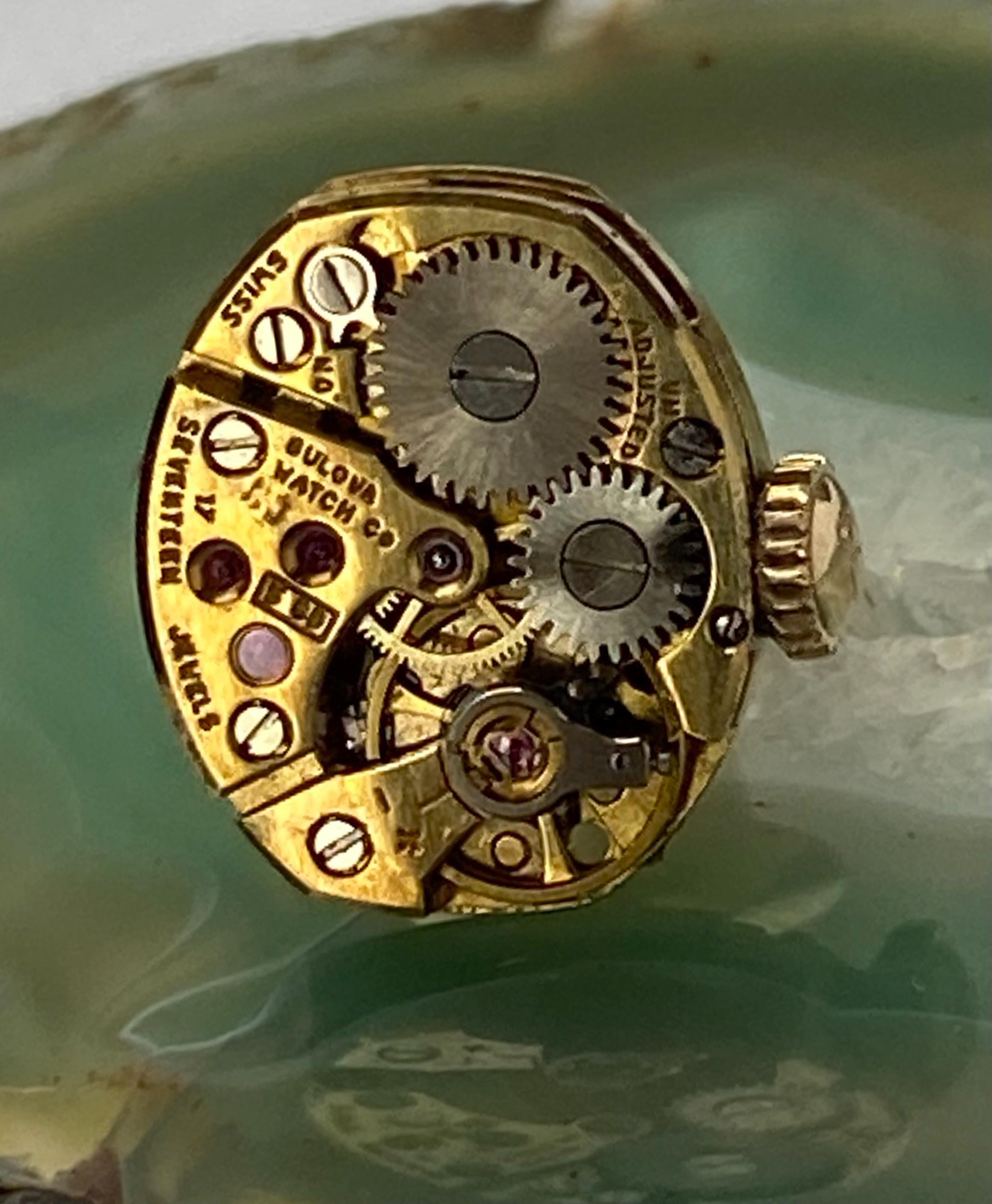 Gold Bulova Watch Movement Lapel Pin / Tie Tack, Locking Pin Back ...