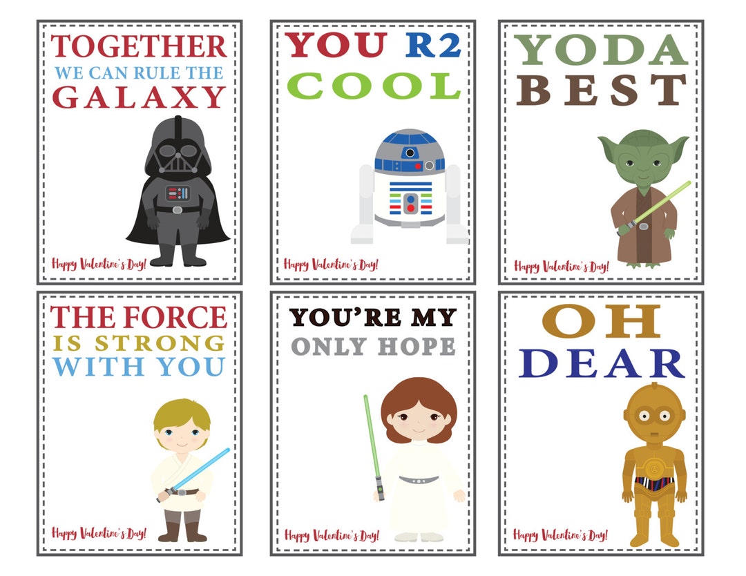 Star Wars Valentine's Day Cards-printable - Etsy