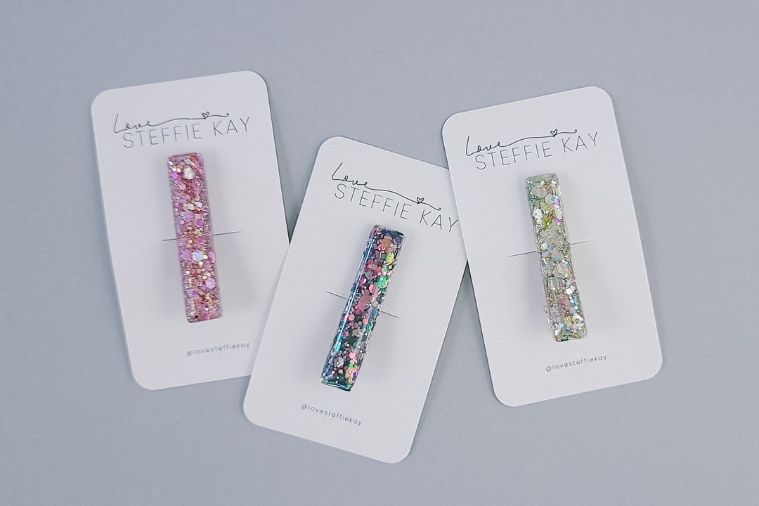 Glitter Resin Bar Hair Clip | 3 Options - Etsy