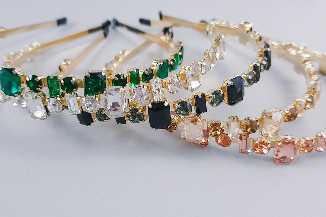 Thin Rhinestone Headband | Gem Headband | 5 Options - Etsy