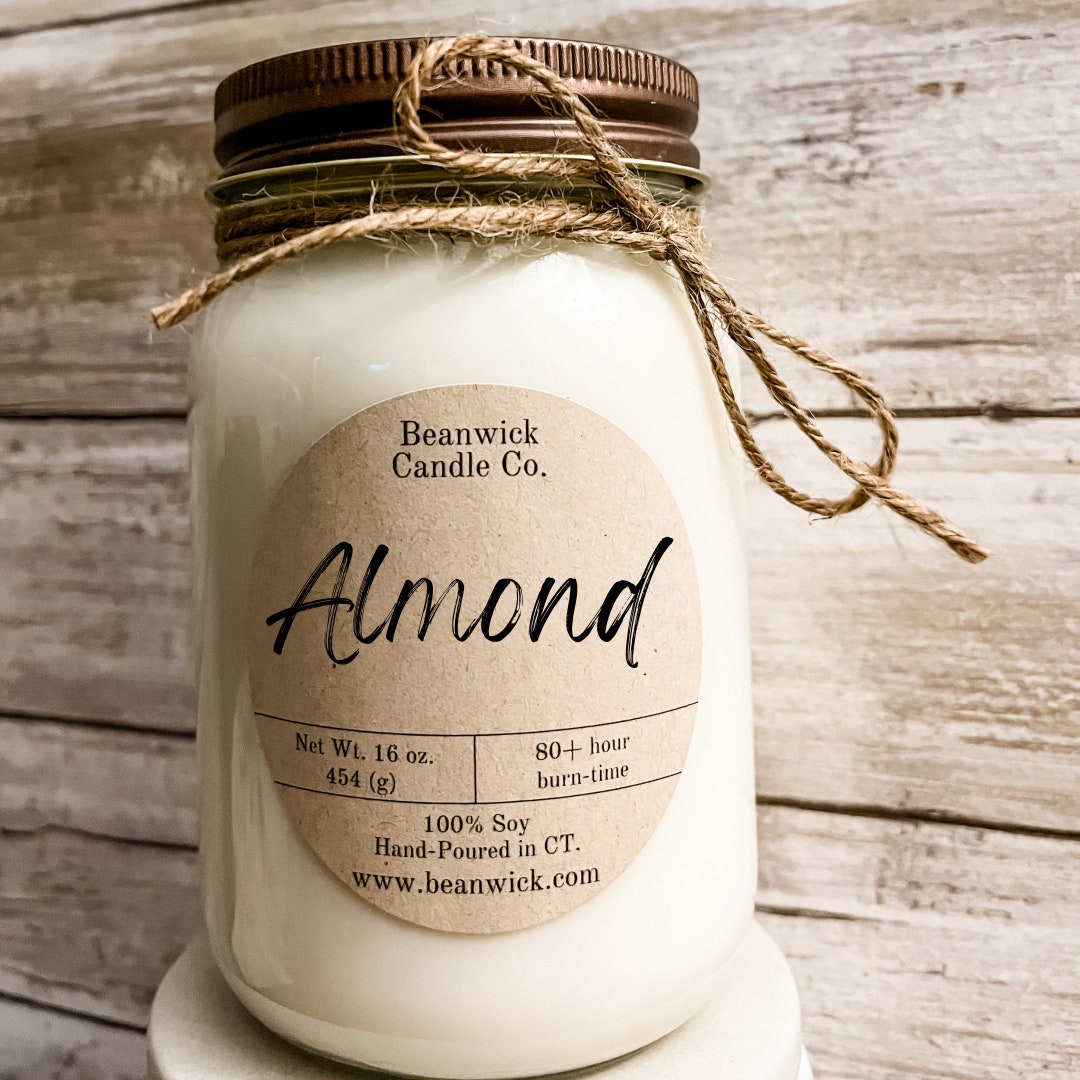 ALMOND Soy Candle in Mason Jar Unique Gift - Etsy