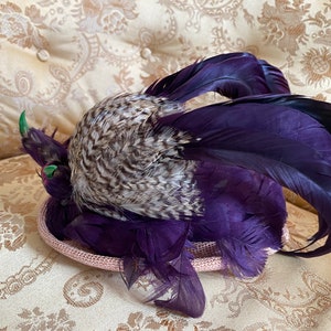 Exquisite 1880s Gilded Age Antique Purple Feathered Hat, Vintage ...