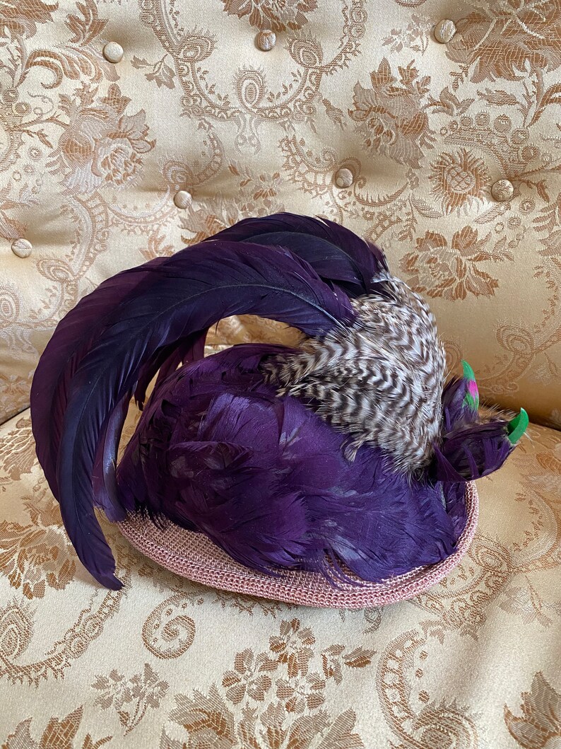 Exquisite 1880s Gilded Age Antique Purple Feathered Hat, Vintage ...