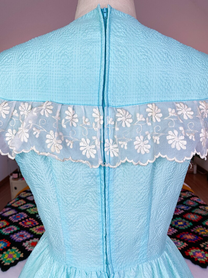Gorgeous 50's Pinup Summer Picnic Turquoise Full Skirt Dress - Etsy