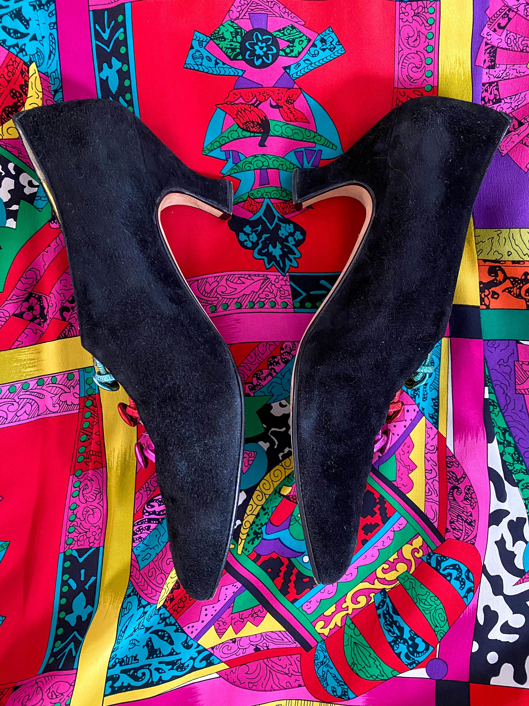 Andrea Pfister for I. Magnin Made in Italy Suede Pumps With Metallic ...