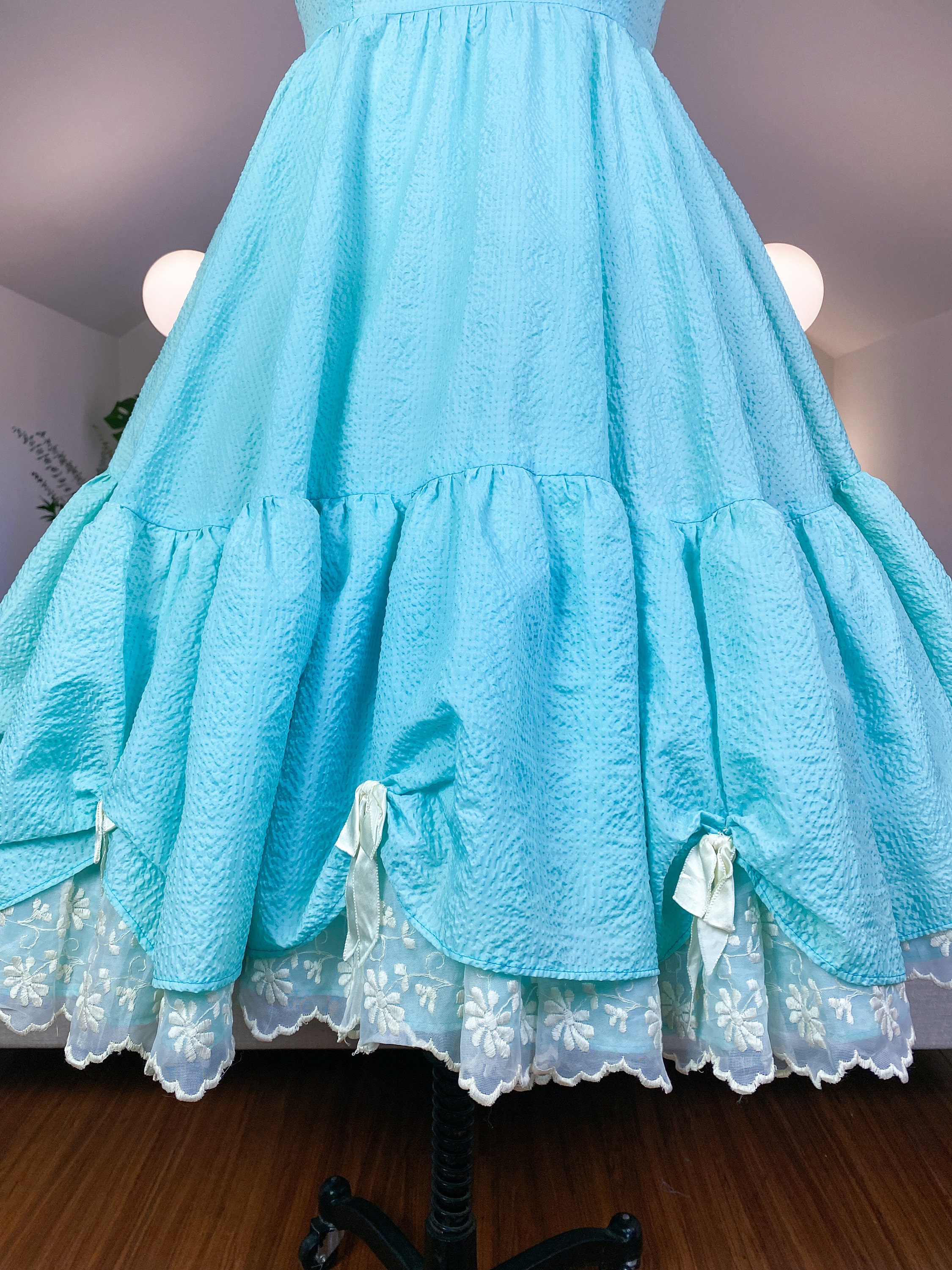 Gorgeous 50's Pinup Summer Picnic Turquoise Full Skirt Dress - Etsy