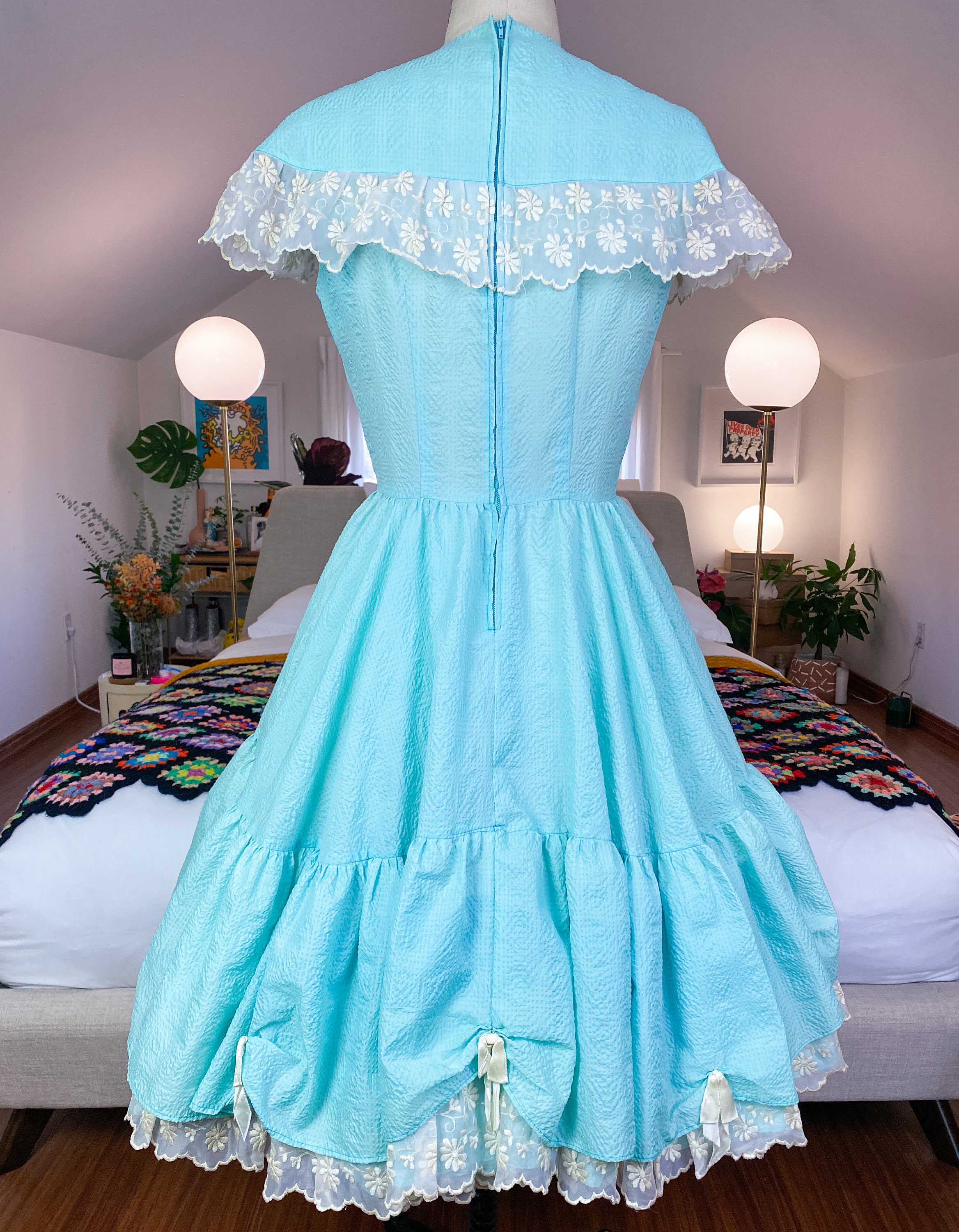 Gorgeous 50's Pinup Summer Picnic Turquoise Full Skirt Dress - Etsy