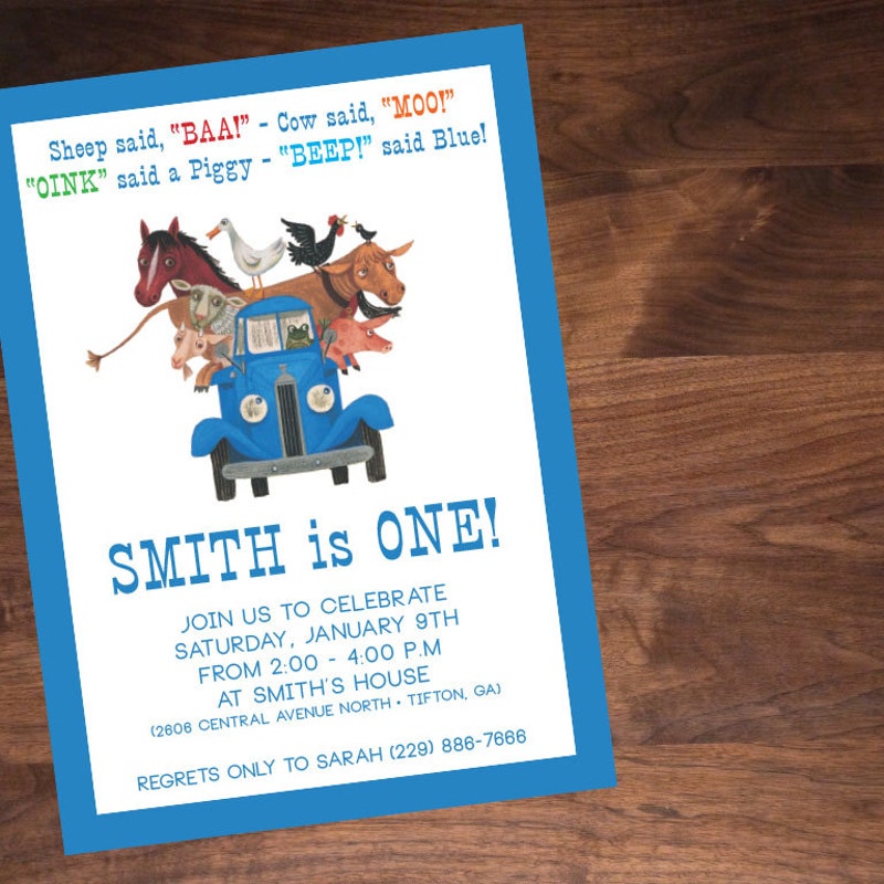 Little Blue Truck Birthday Invitation - Etsy