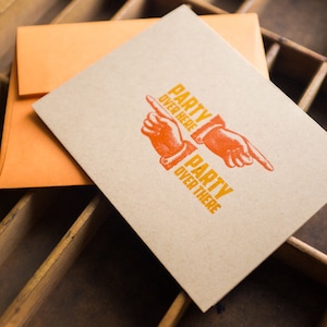Party Over Here Party Over There / Birthday Card / Letterpress Card ...