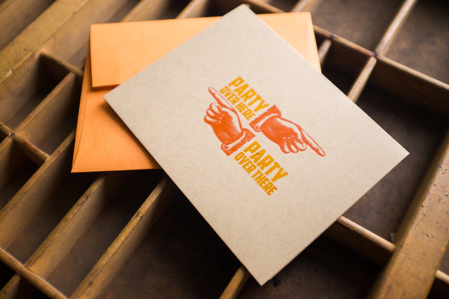 Party Over Here Party Over There / Birthday Card / Letterpress Card ...