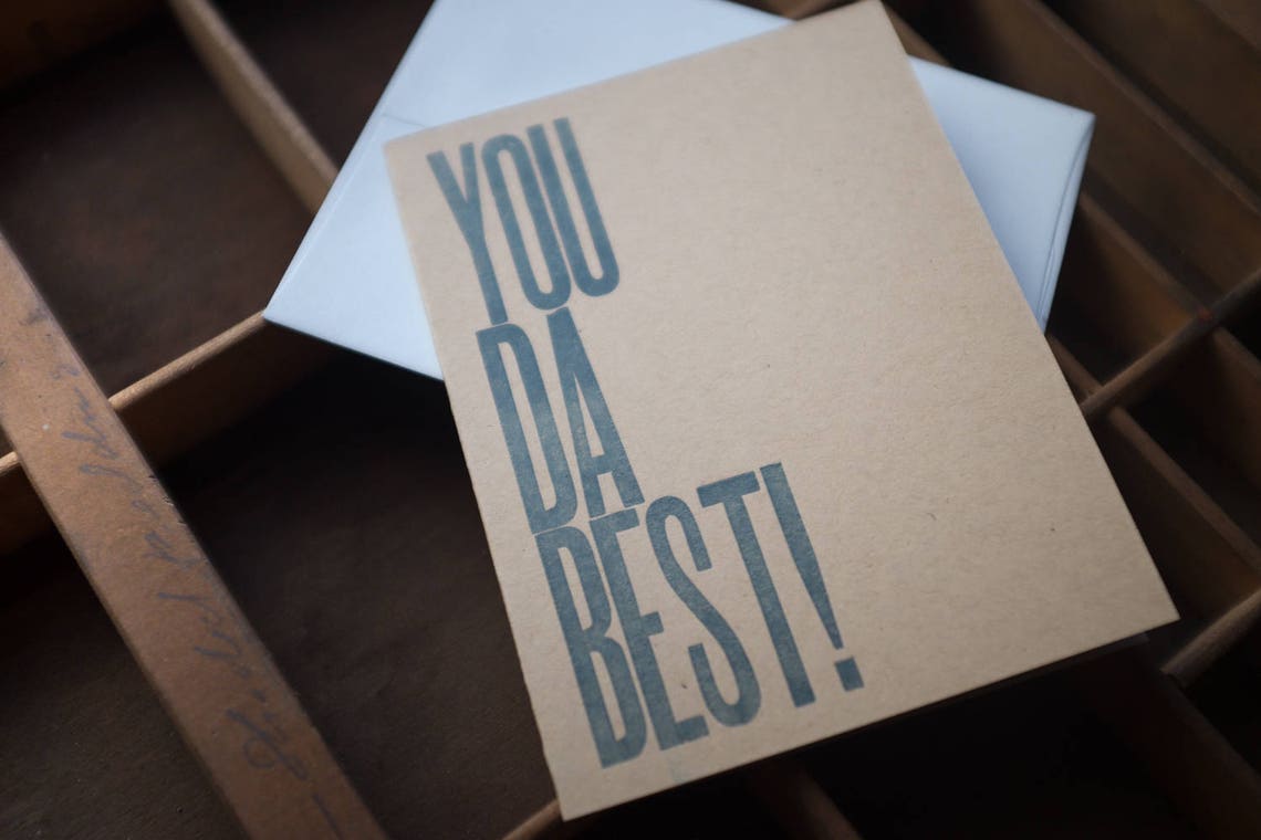 You Da Best Thank You Card / Letterpress Card / Typographic Design ...