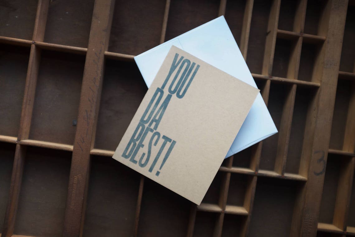 You Da Best Thank You Card / Letterpress Card / Typographic Design ...