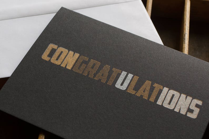 Congratulations Greeting Card / Letterpress Card/ Silver and - Etsy