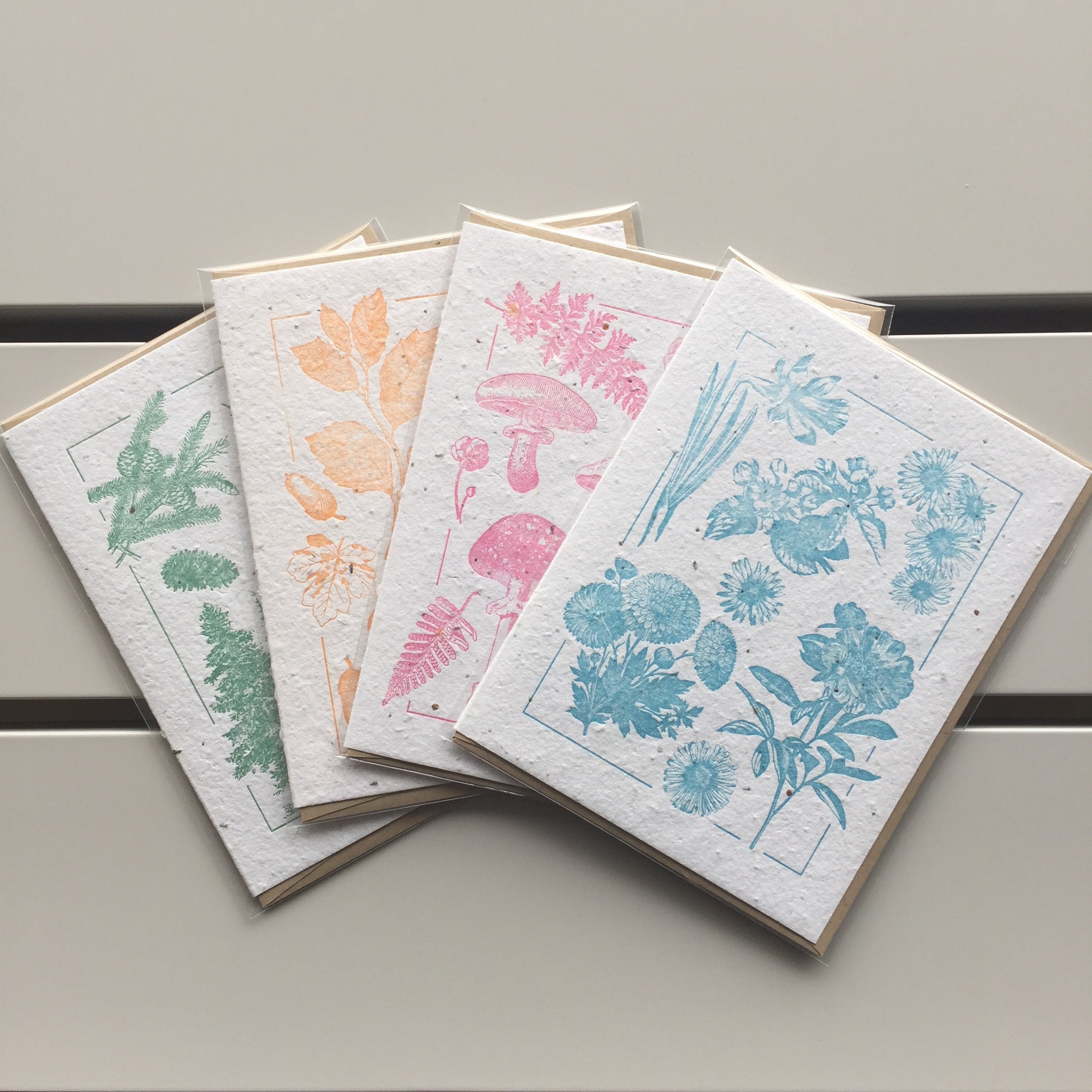 4 Pack of Plantable Greeting Cards / Letterpress Card / Seed Paper ...