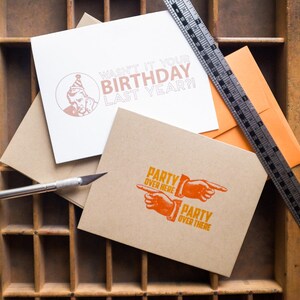 Party Over Here Party Over There / Birthday Card / Letterpress Card ...