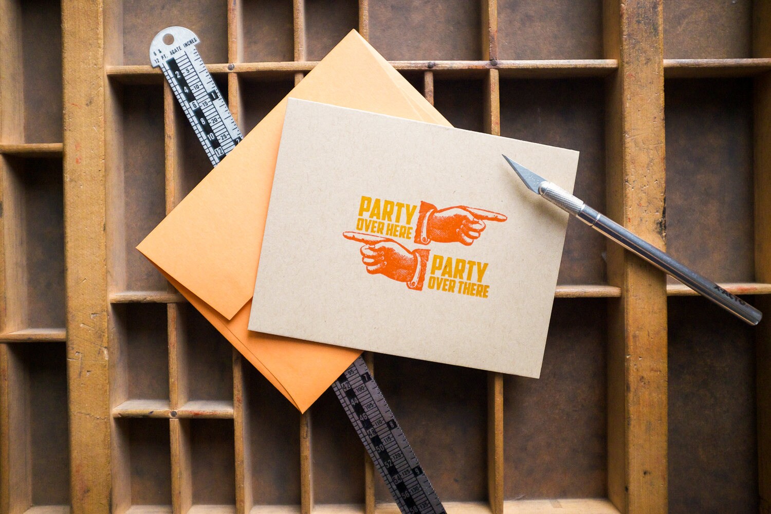 Party Over Here Party Over There / Birthday Card / Letterpress Card ...