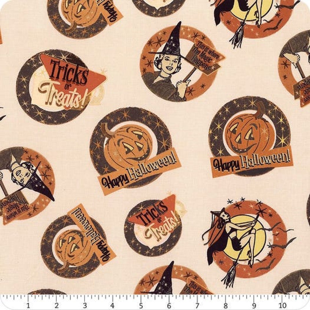 Retro Halloween Medallions Cream Retro Halloween Collection by Dan ...