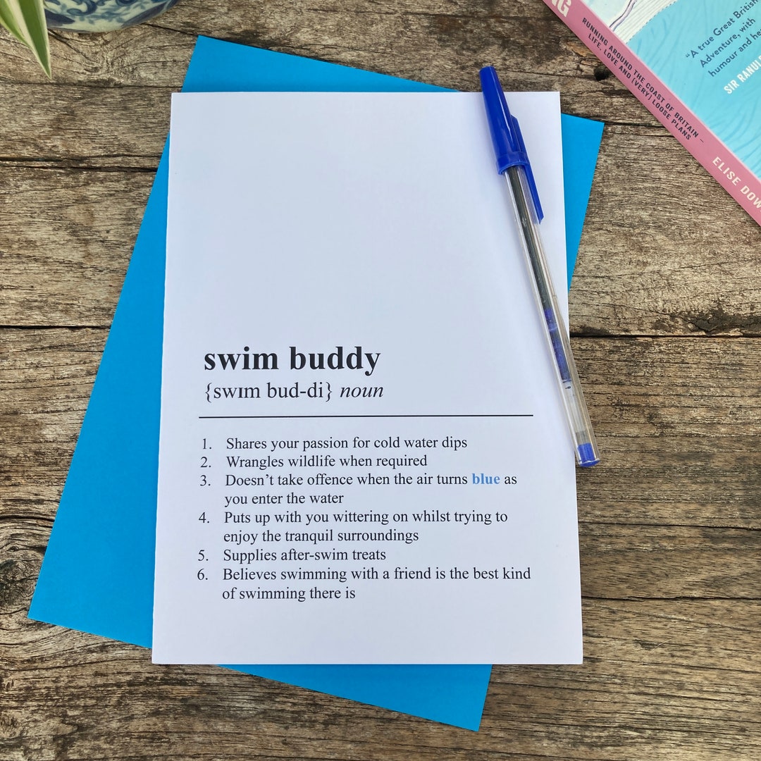Swim Buddy Dictionary Definition Card - Wild Swimming Greetings - Etsy UK
