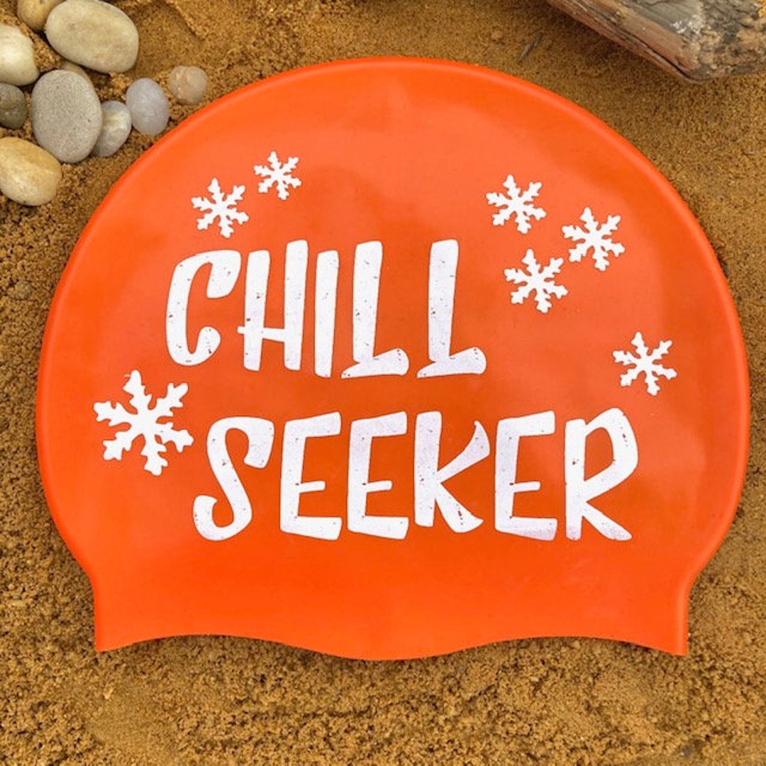 Orange Silicone Swim Hat: Chill Seeker Open Water Swimming - Etsy