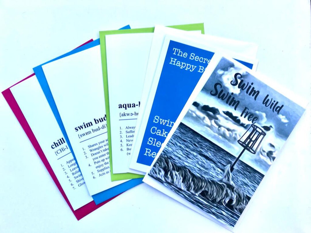 Wild Swimming Cards: Swim Buddy All Occasion Cards - Set of 5 - Etsy