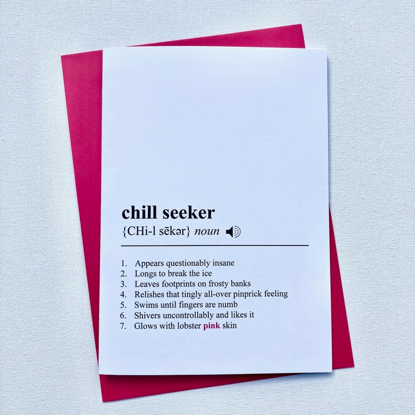 Chill Seeker Card Amusing Dictionary Definition Greetings | Etsy
