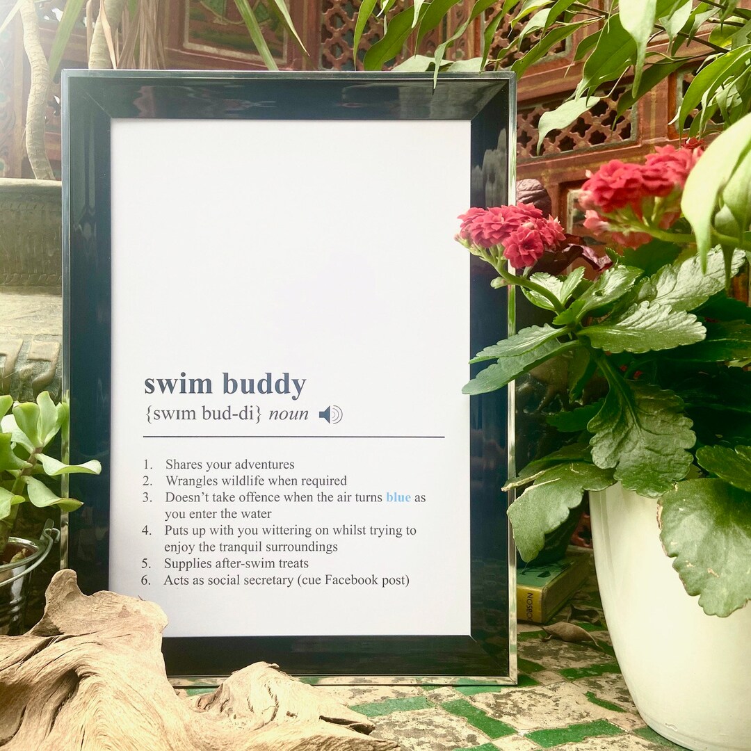 Swim Buddy Definition Print, Wild Swimming, Open Water Swimming, Cold ...