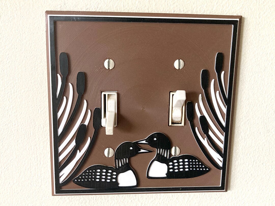 Loons in Cattails and Reeds Double Light Switch Cover Nature, Cabin ...