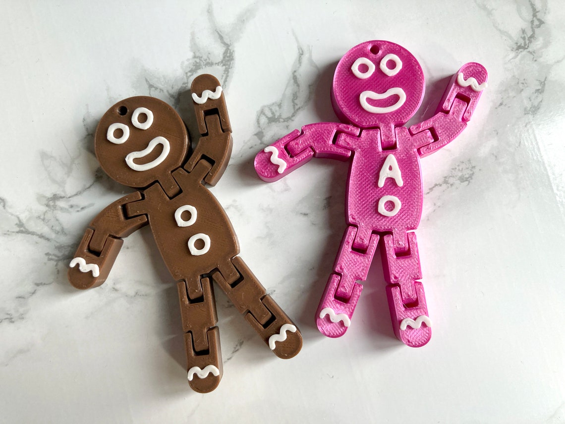 Articulated Gingerbread Person / Man Customizable With Letter - Etsy