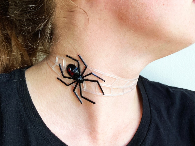 Spider on Web Flexible 3D Print Halloween Choker 2 Styles: - Etsy
