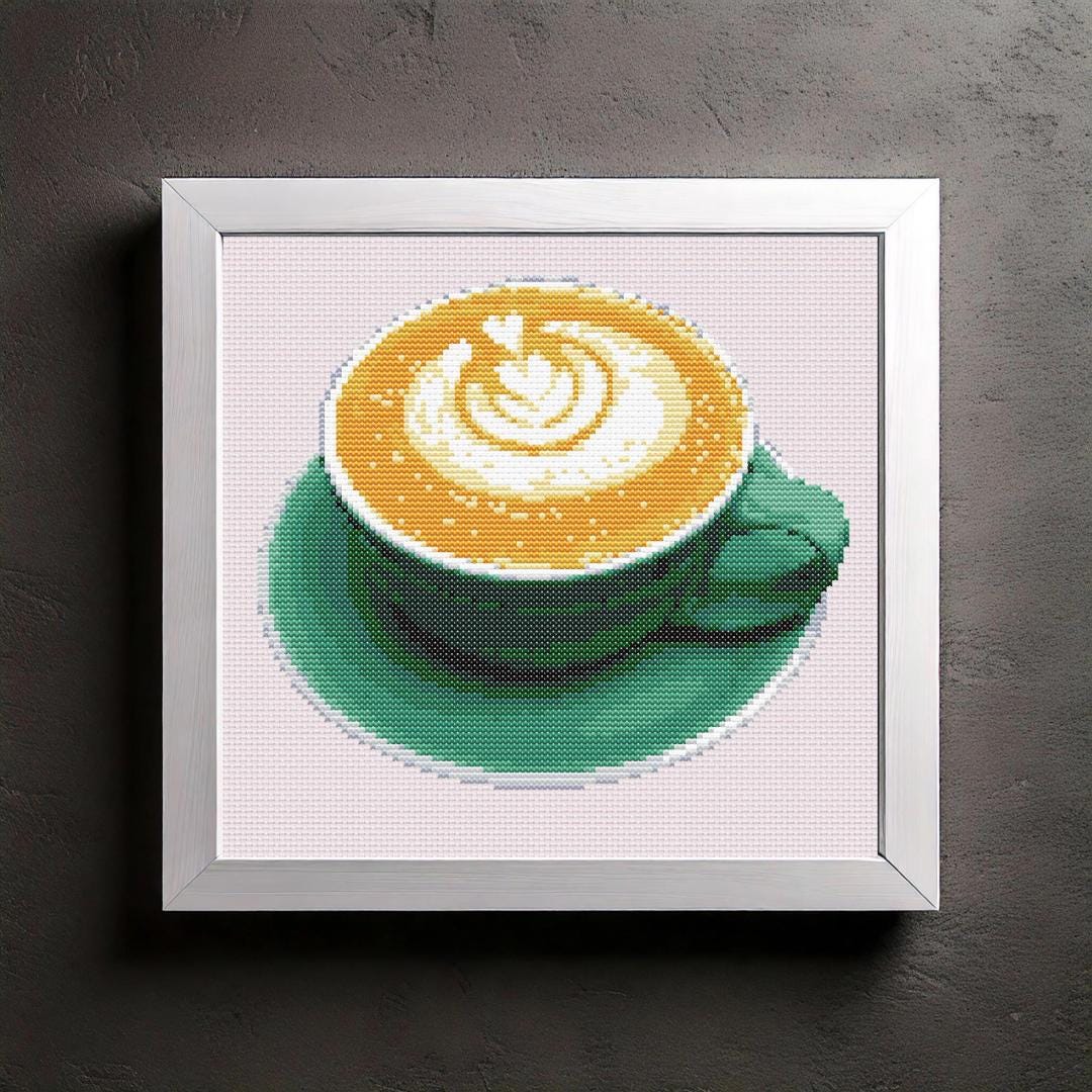 Latte Cross Stitch Pattern - Etsy