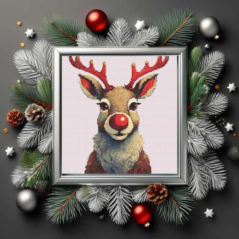 Rudolph Cross Stitch - Etsy