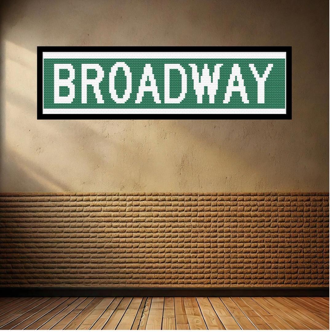 Broadway Street Sign Cross Stitch Pattern - Etsy
