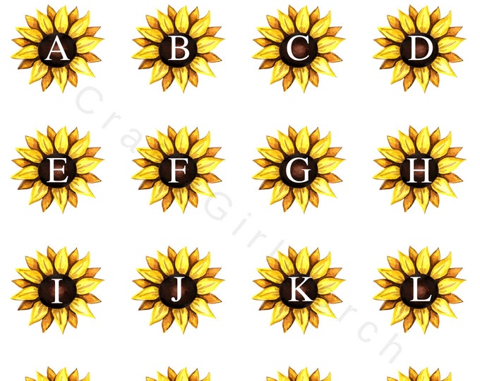 Sunflower Letters, A to Z Clip Art, Sunflower Alphabet, Instant ...