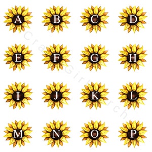 Sunflower Alphabet PNG, Sublimation Graphics, Instant Download ...