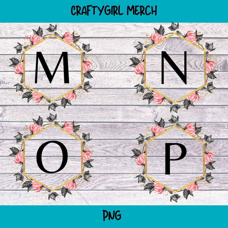 Sublimation Designs, PNG Files, PNG Designs, Floral Alphabet, Floral ...