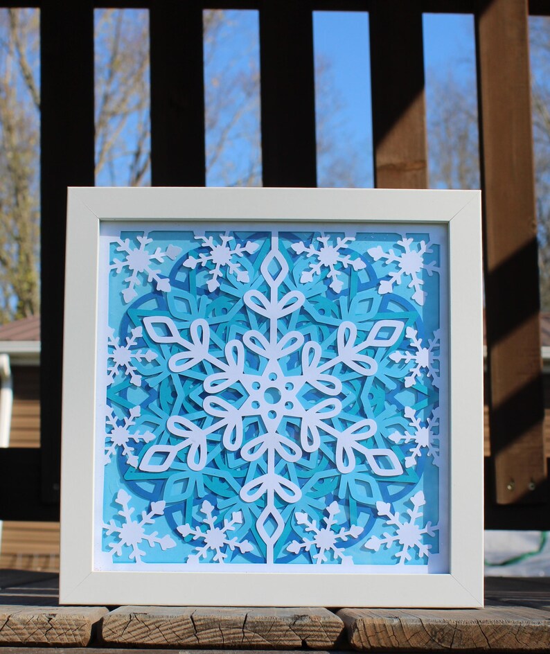 Snowflake Shadow Box, Layered Paper Shadowbox, Handmade Paper Art ...