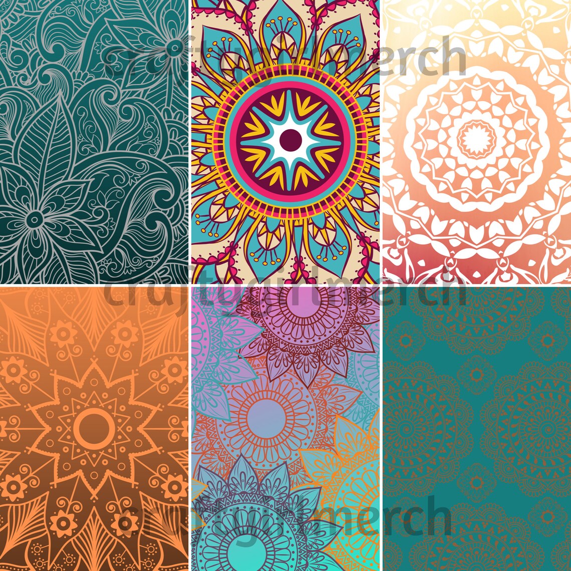 Digital scrapbook paper mandala paper Scrapbook paper 12x12 | Etsy