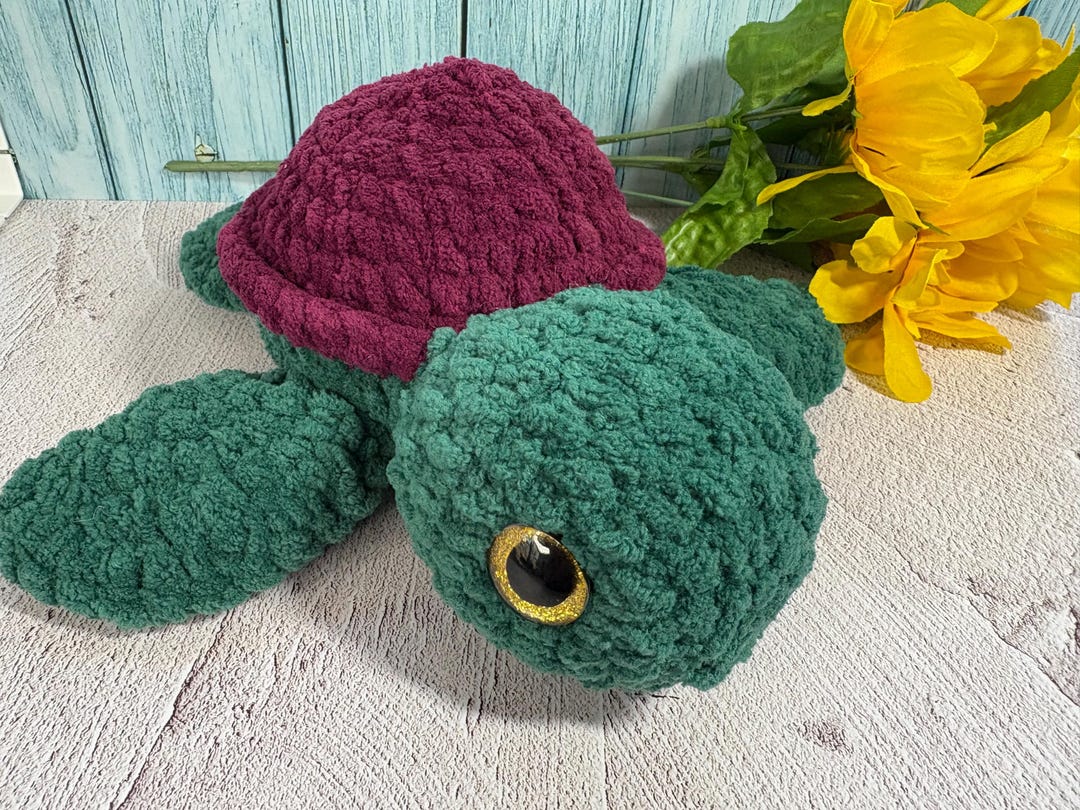 Handmade Crochet Sea Turtle Amigurumi Plushie, Bernat Blanket Yarn ...
