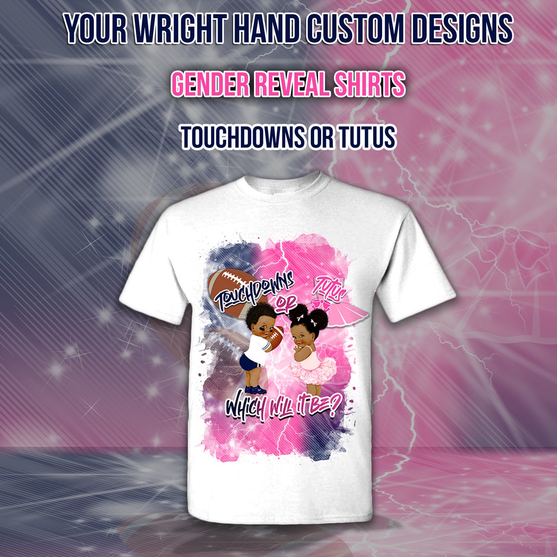 Touchdowns or Tutus Gender Reveal Shirt, Gender Reveal T Shirt, Baby ...
